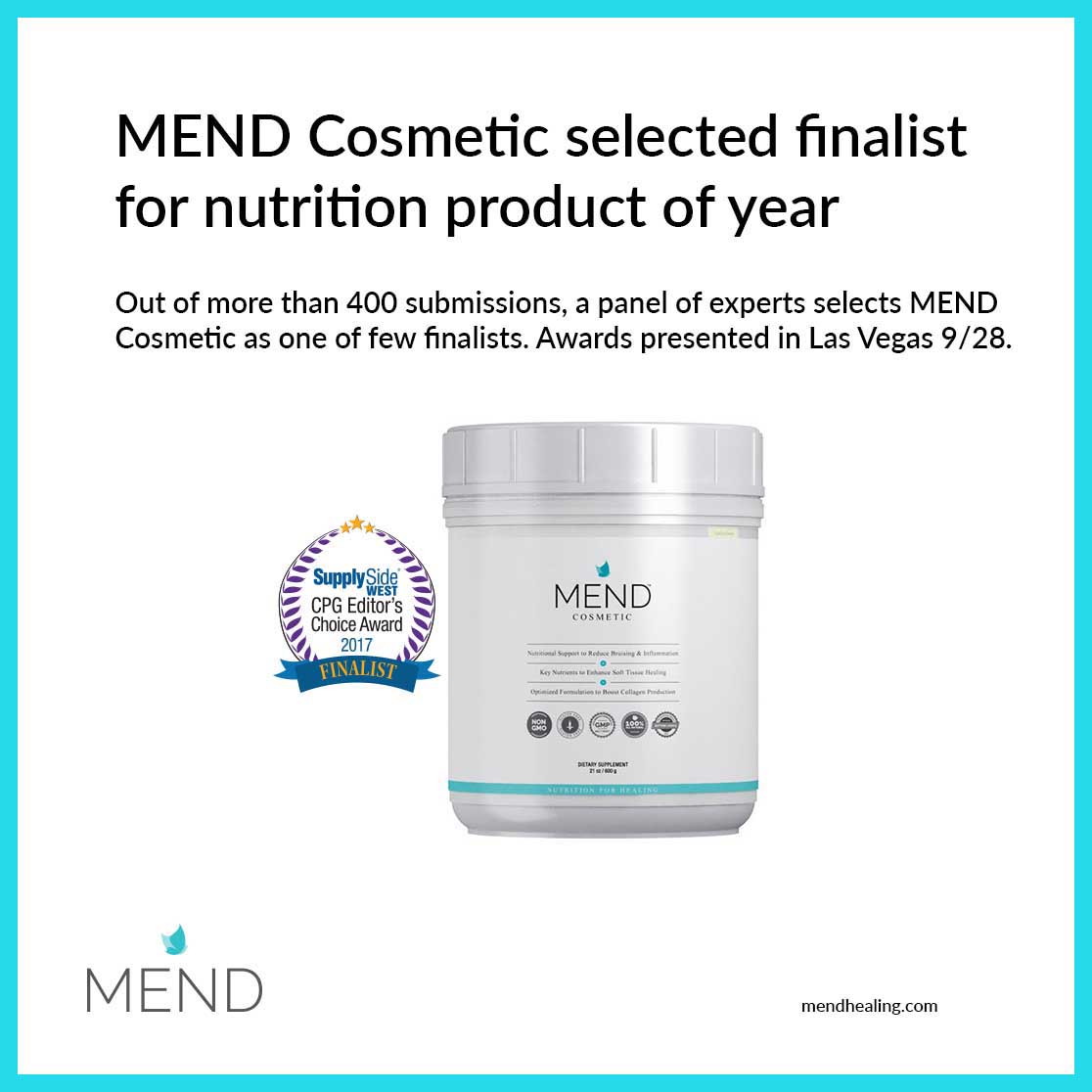MEND Cosmetic Selected Editor’s Choice Finalist - MEND